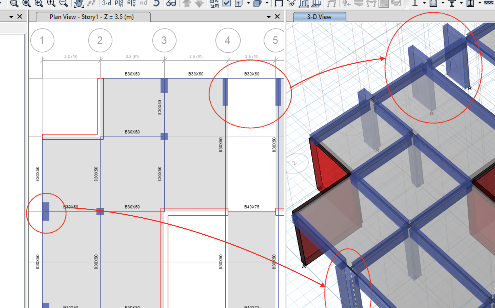 Insertion Points And Extruded View In ETABS 20 Software Issues